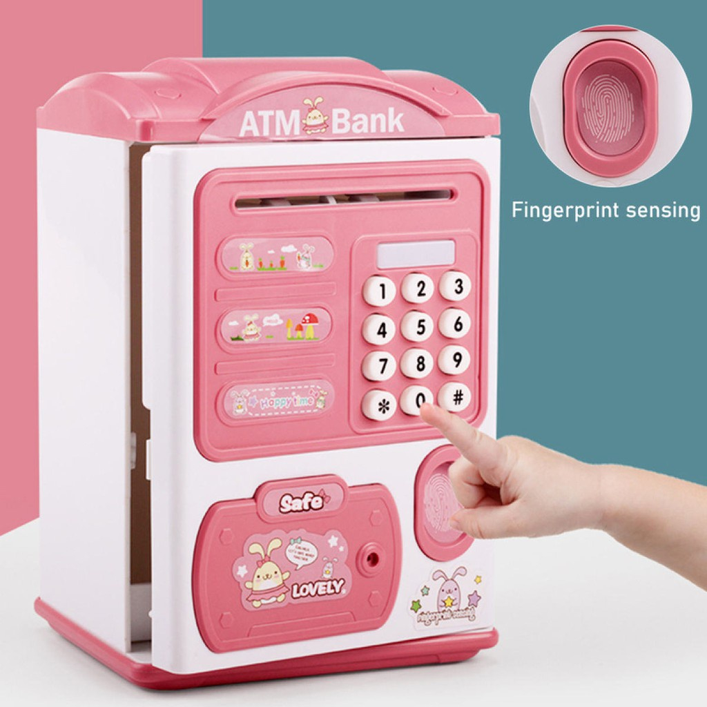 Children's Saving ATM Saving box Pig Bank Savings Bank toys electronic coin banks Fingerprint ...