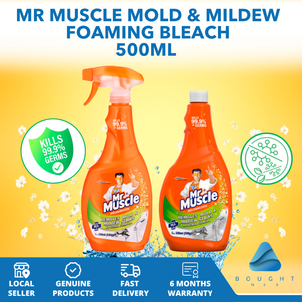Mr Muscle Mold & Mildew Foaming Bleach Spray and Refill Easy-to-Use ...