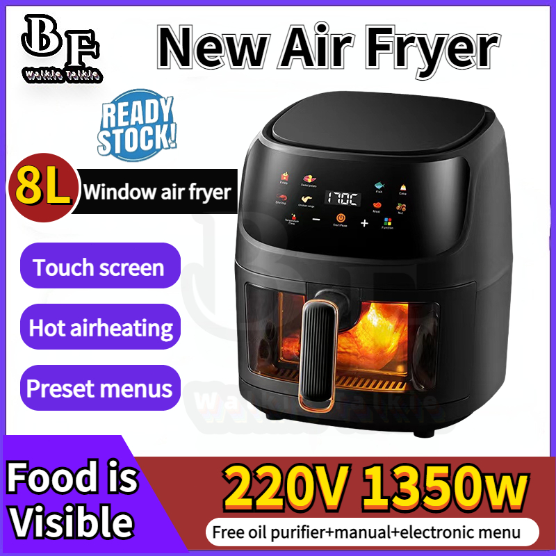 Large Capacity Air Fryer 8L Digital Screen Control 1350W Visible Window ...