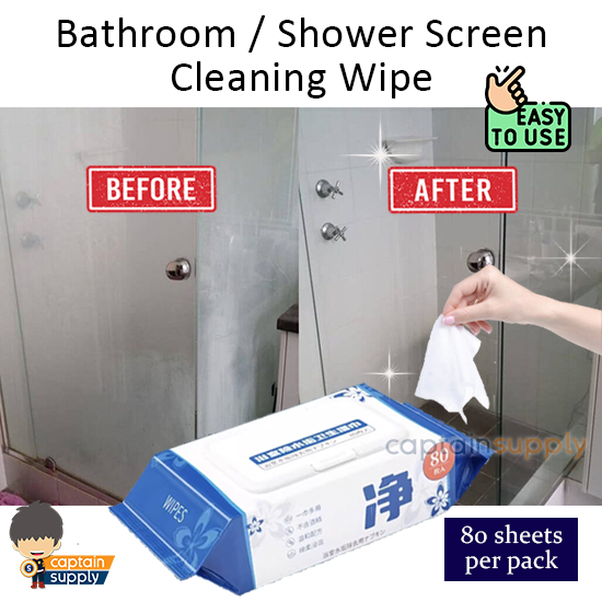 Bathroom Multi-Purpose Shower Screen Cleaning Cleaner Wet Wipe Wipes ...