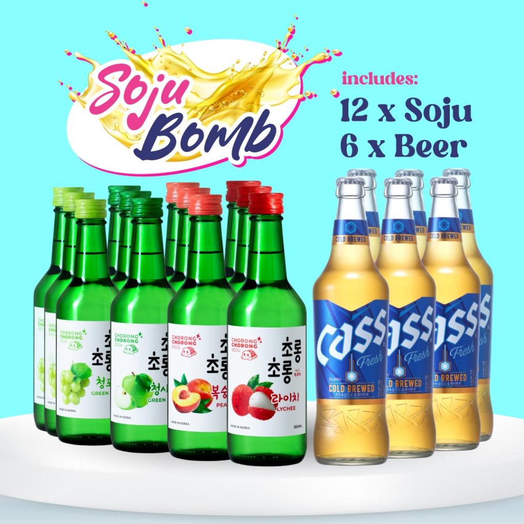 [SOMAEK BOMB] Chorong Chorong Soju [12] & Cass Beer [6] | Grape,Apple ...