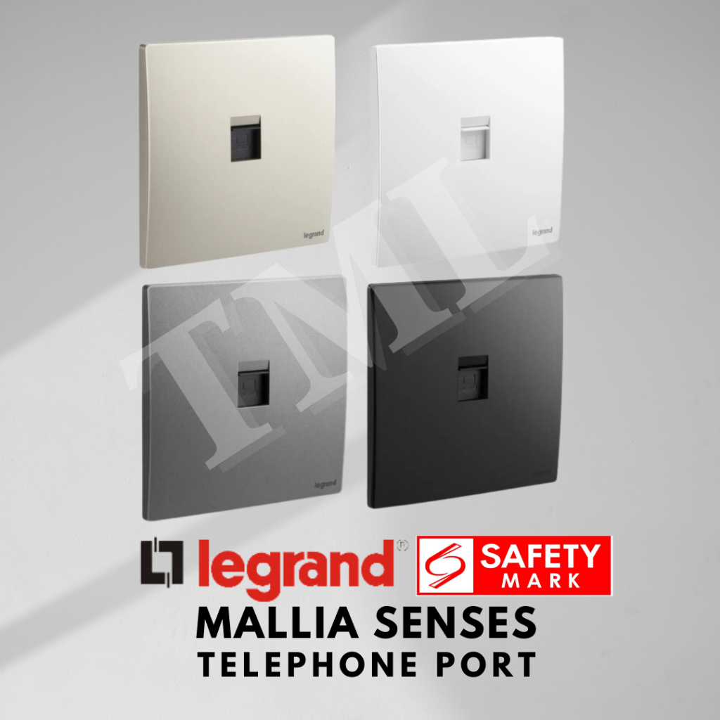 Legrand Mallia Senses Telephone Port Socket RJ11 Designer Matt Black ...