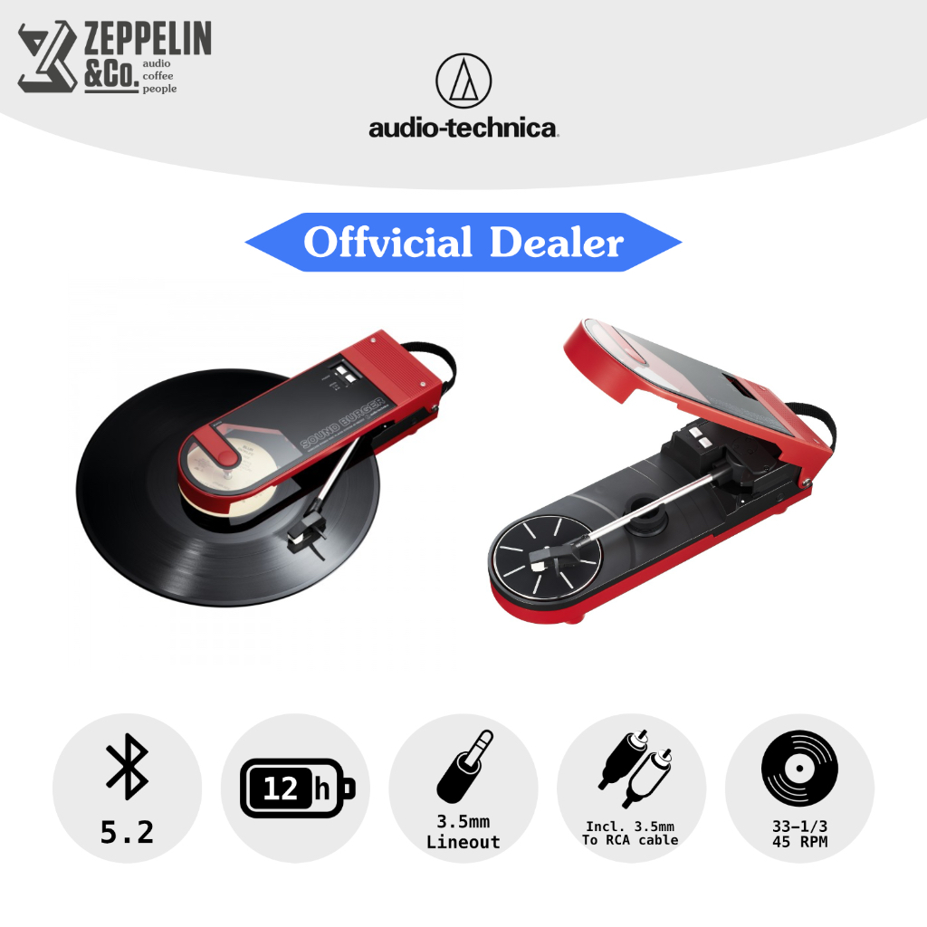 Audio-Technica AT-SB727 Sound Burger - Portable Bluetooth Vinyl Record ...