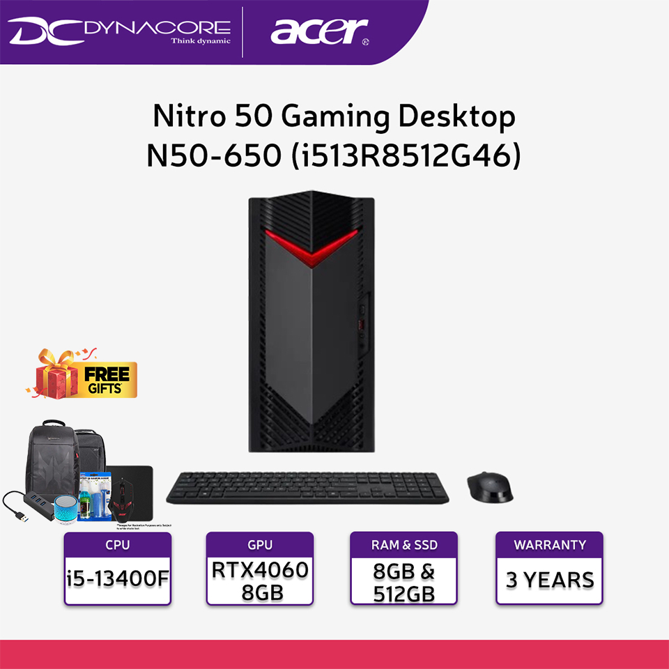【Pre-Order】 Acer Nitro 50 N50-650 (i513R8512G46) Gaming Desktop with i5 ...