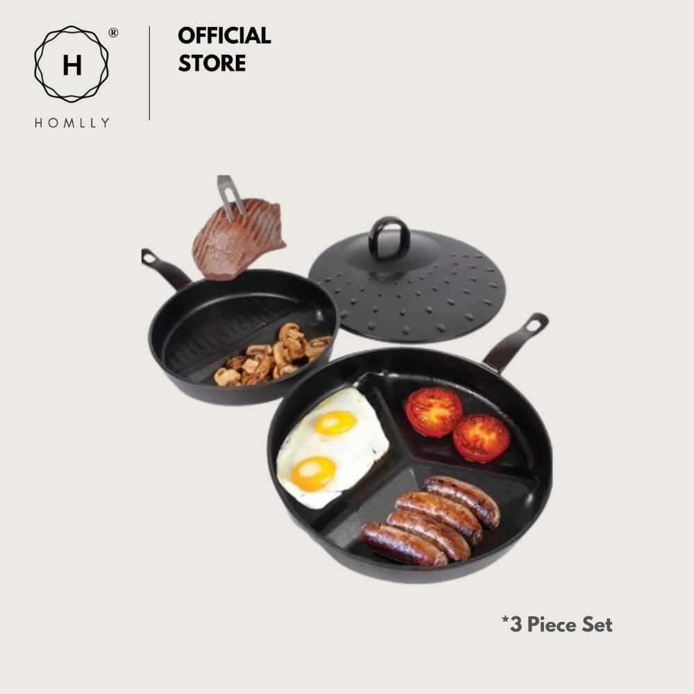 Multi-section Cooking Pan 3 Piece Set (2 Pans + Lid) | Shopee Singapore