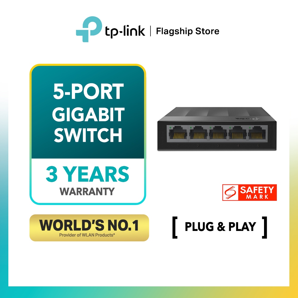 TP-Link LS1005G 5-Port 10/100/1000Mbps Desktop Network Switch | Fanless ...