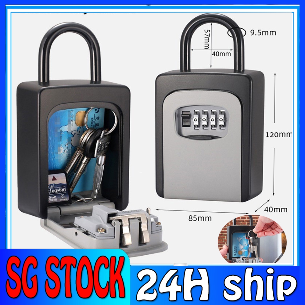 【SG】 Key Lock Box Password Key Safe Box with Dust Cover Metal Password ...