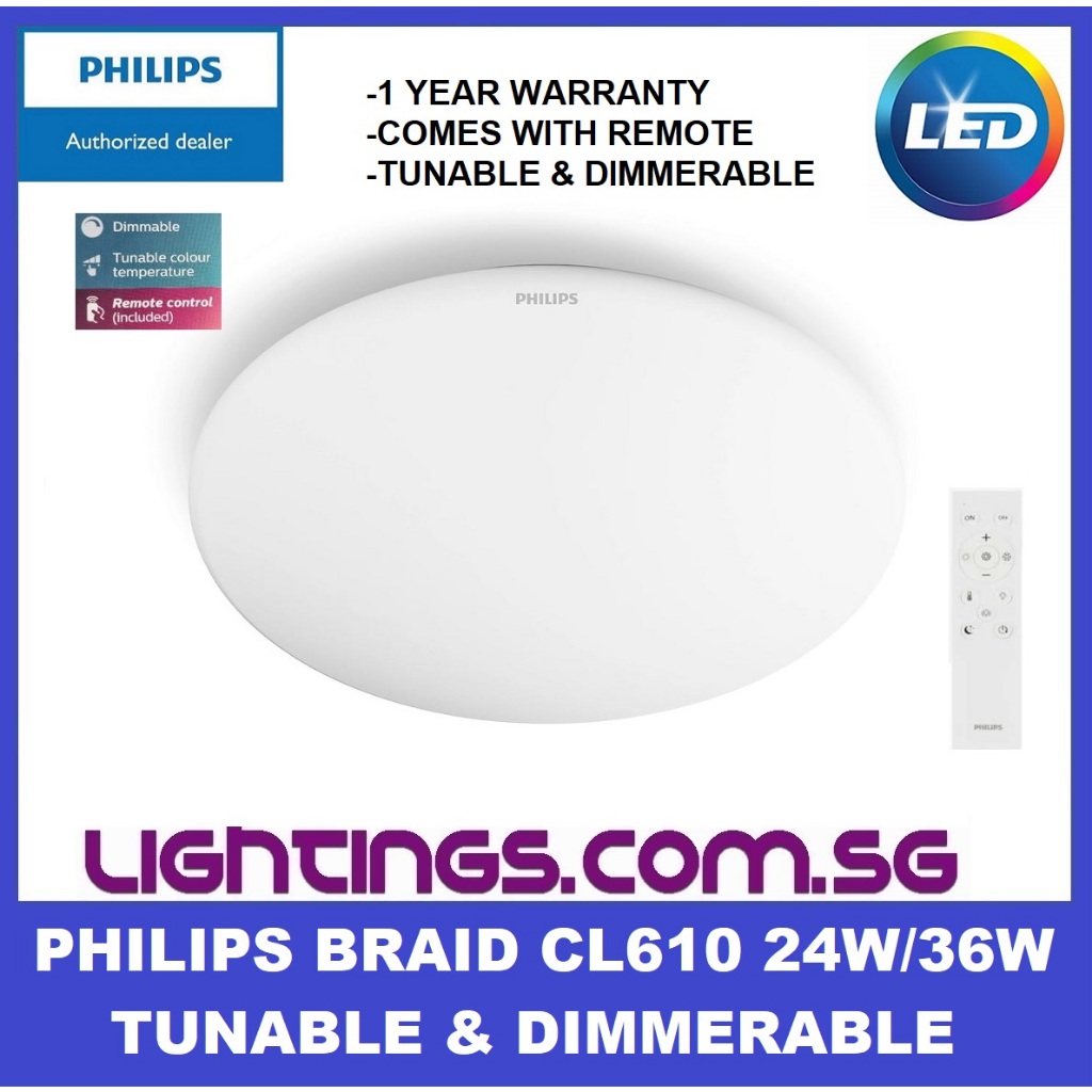 Philips Braid CL610 24W / 36W LED Remote Tunable / Dimmable ceiling ...