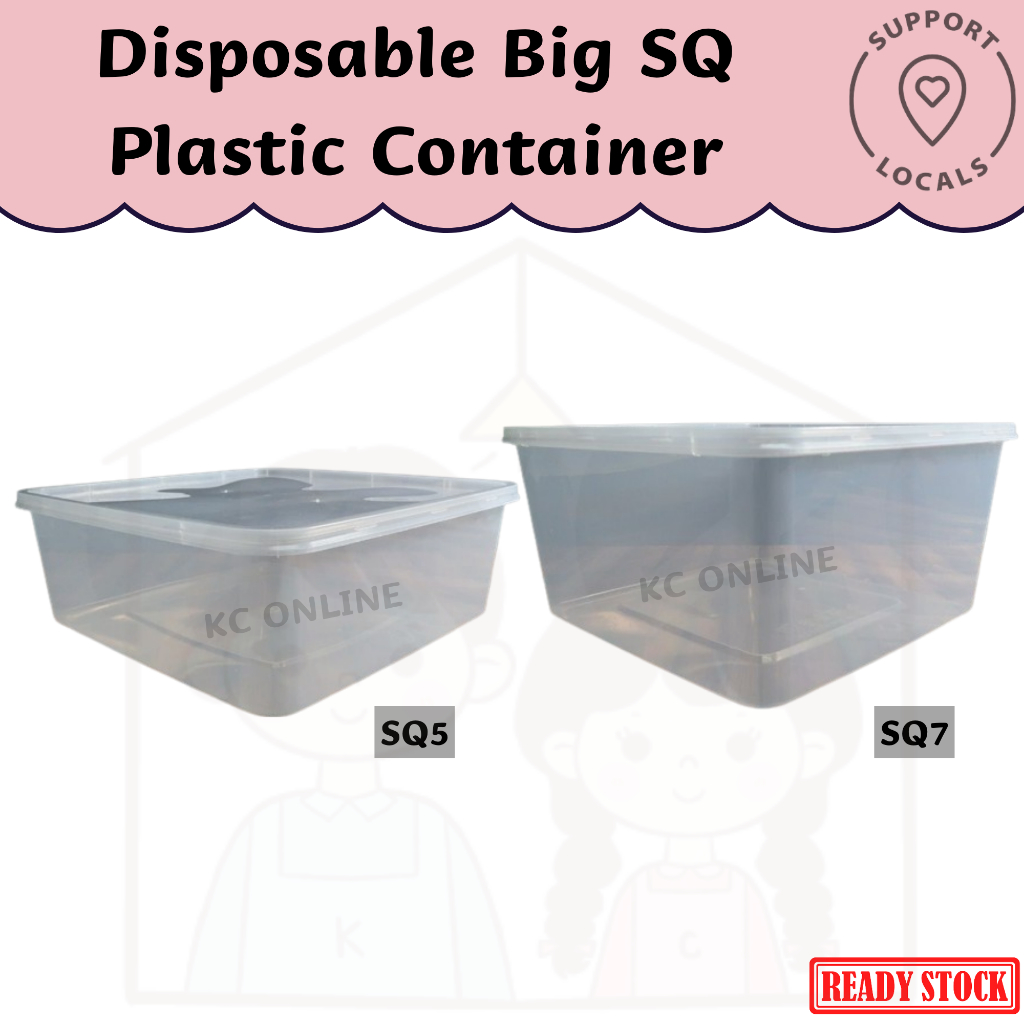 🔥SG Ready Stock🔥Big Square Disposable Plastic Container⭐️ Food Storage ...