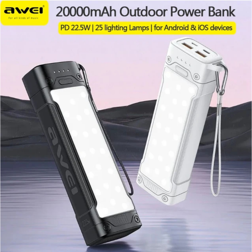 Awei P175K Portable Outdoor Power Bank 20000mAh With 25 lighting Lamps ...