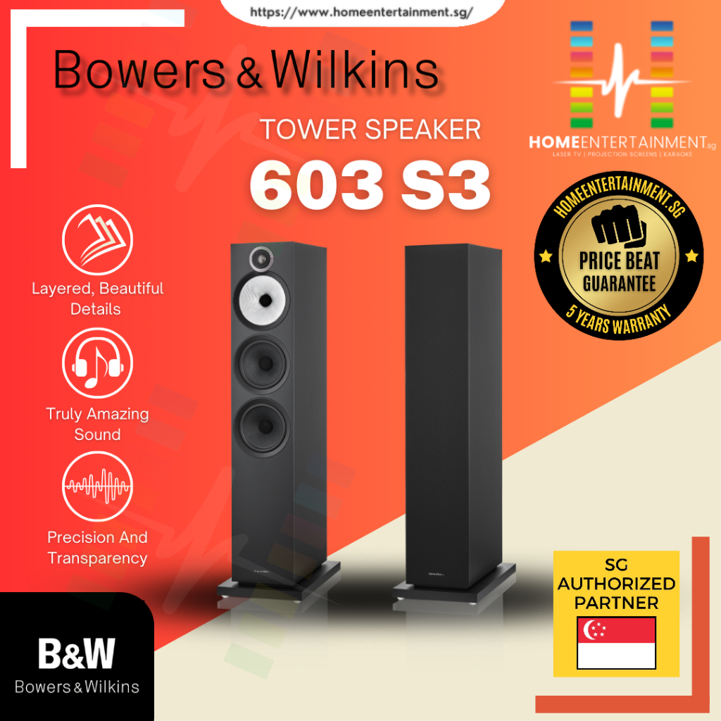 BOWERS & WILKINS B&W 603 S3 TOWER | FLOOR STAND SPEAKERS (EXPERIENCE ...