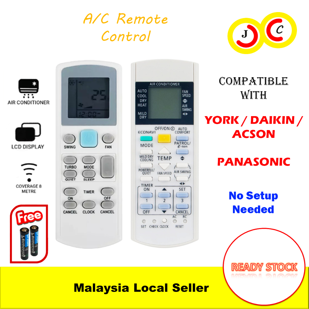 【FREE BATTERY AAA x2】 Air Conditioner Remote Control Replacement ACSON ...