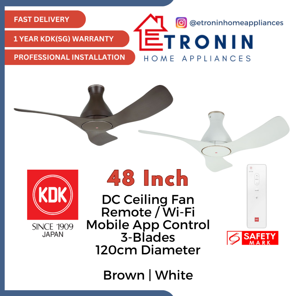 KDK 120 cm (48") WIFI Ceiling Fan without light E48HP | Shopee Singapore