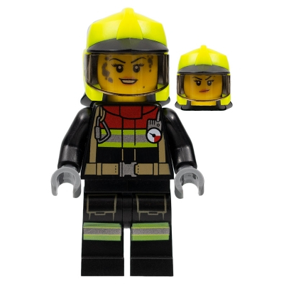Original Lego City Fire - Female (Black Jacket, Neon Yellow Fire Helmet ...