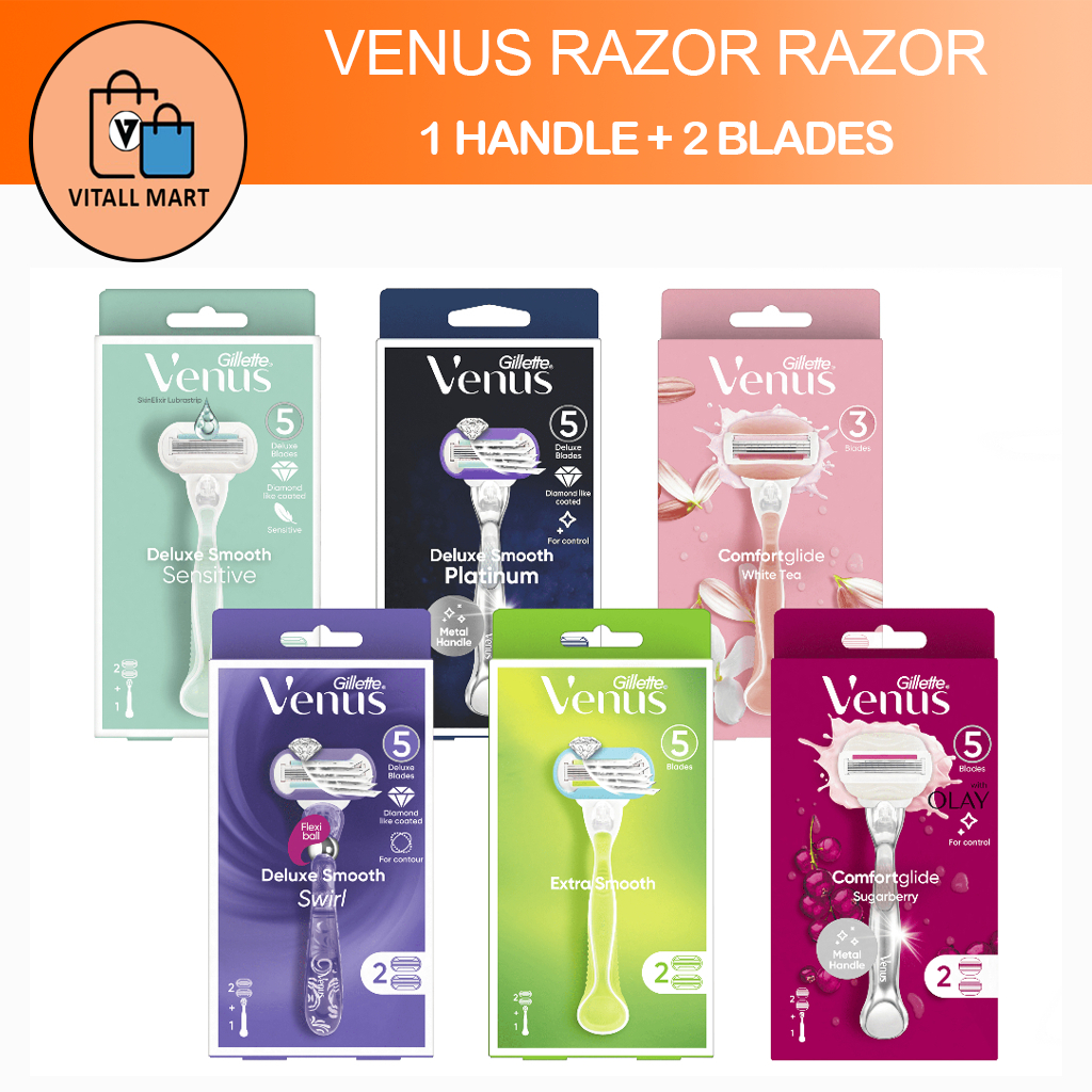 Gillette Venus Handle + 2 Razor Blade Refills / Cartridges | Shopee ...