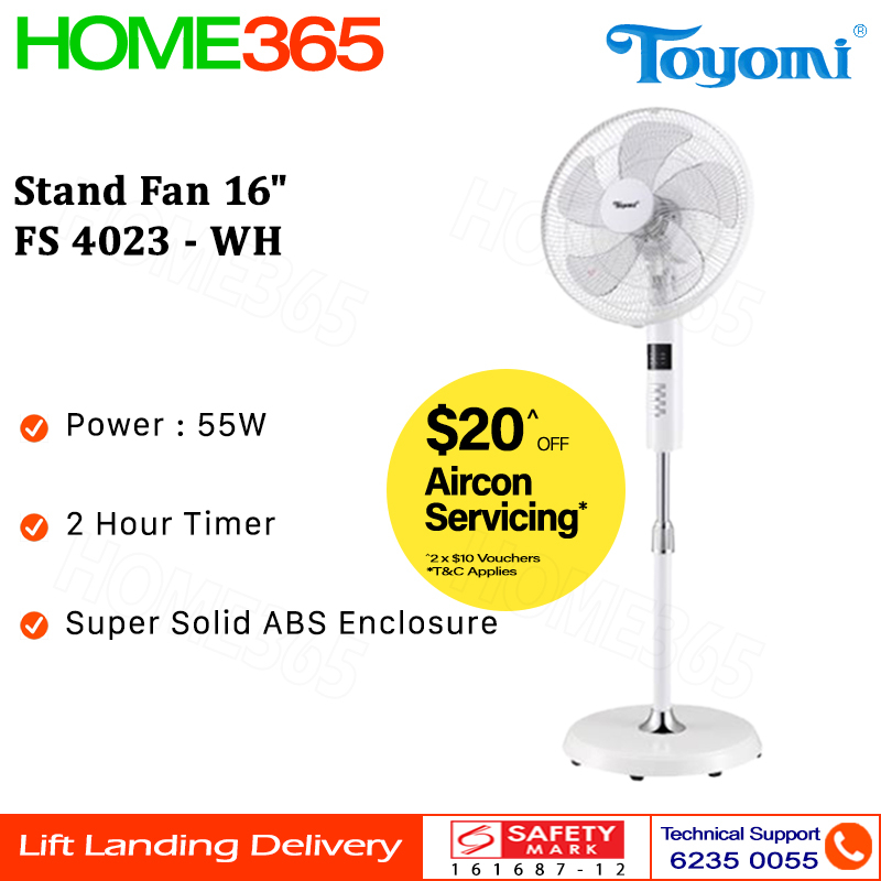 Toyomi Stand Fan 16" FS 4023 - White | Shopee Singapore