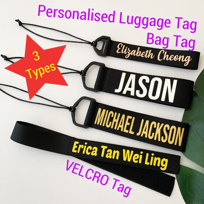 Personalised Name Luggage Tag Velcro Bag Tag Customised Travel Farewell ...