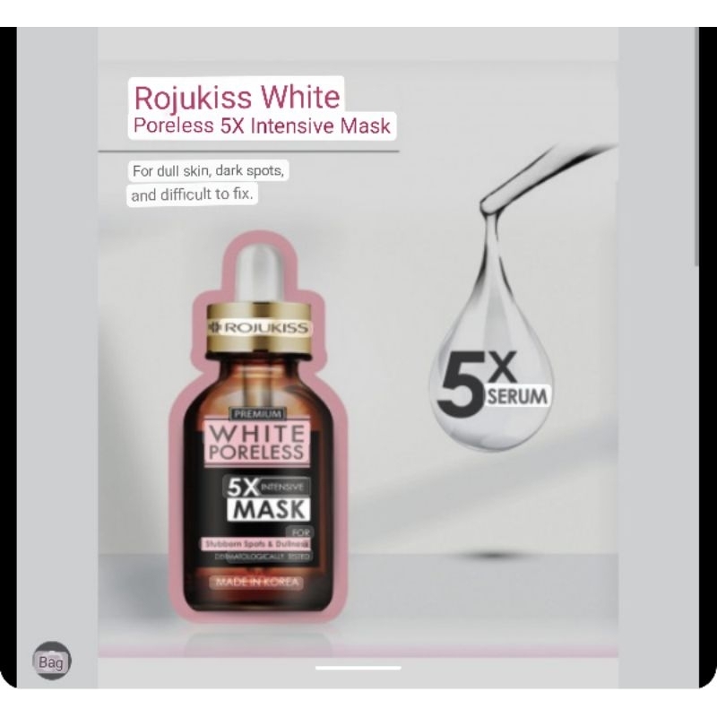 Rojukiss White Poreless 5X Intensive Mask 25ml | Shopee Singapore
