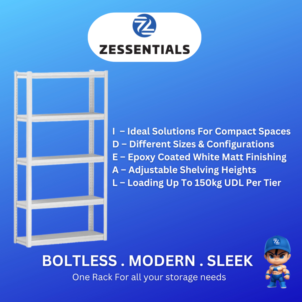 Z-Racks / White 5Tier Boltless Metal Storage Racks / Modern Concealed ...