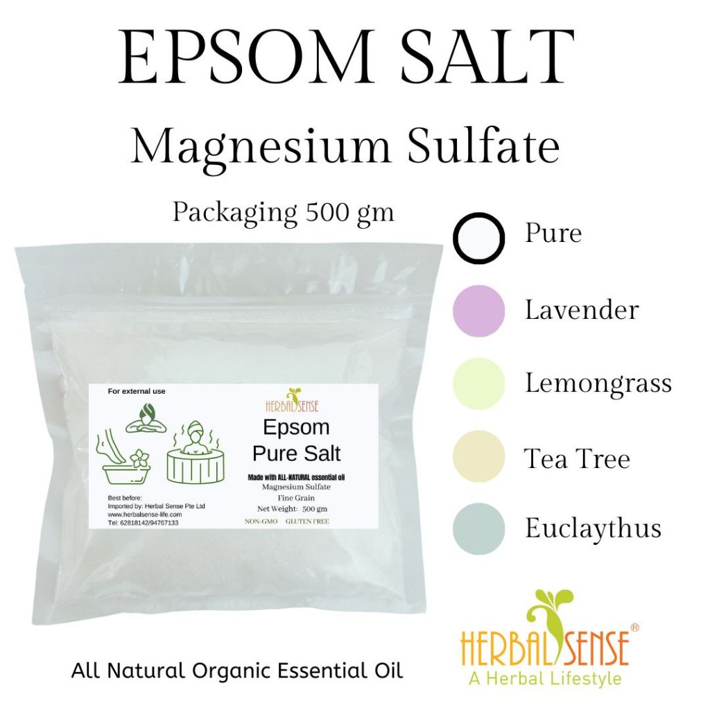 Herbal Sense Epsom Salt Magnesium Sulfate Relieve Aches and Pains Halal Certification Food Grade ...