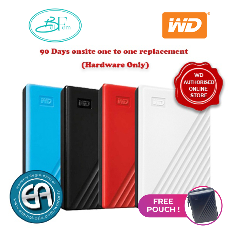 (FREE POUCH)WD MY PASSPORT PORTABLE HARD DISK DRIVE - NEW ID | 1TB/2TB/4TB/5TB | BLACK / BLUE ...