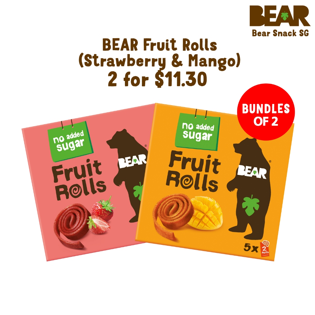 Bear Mixed Fruit Rolls 5s x 20g (Strawberry x1 & Mango x1) | Shopee ...