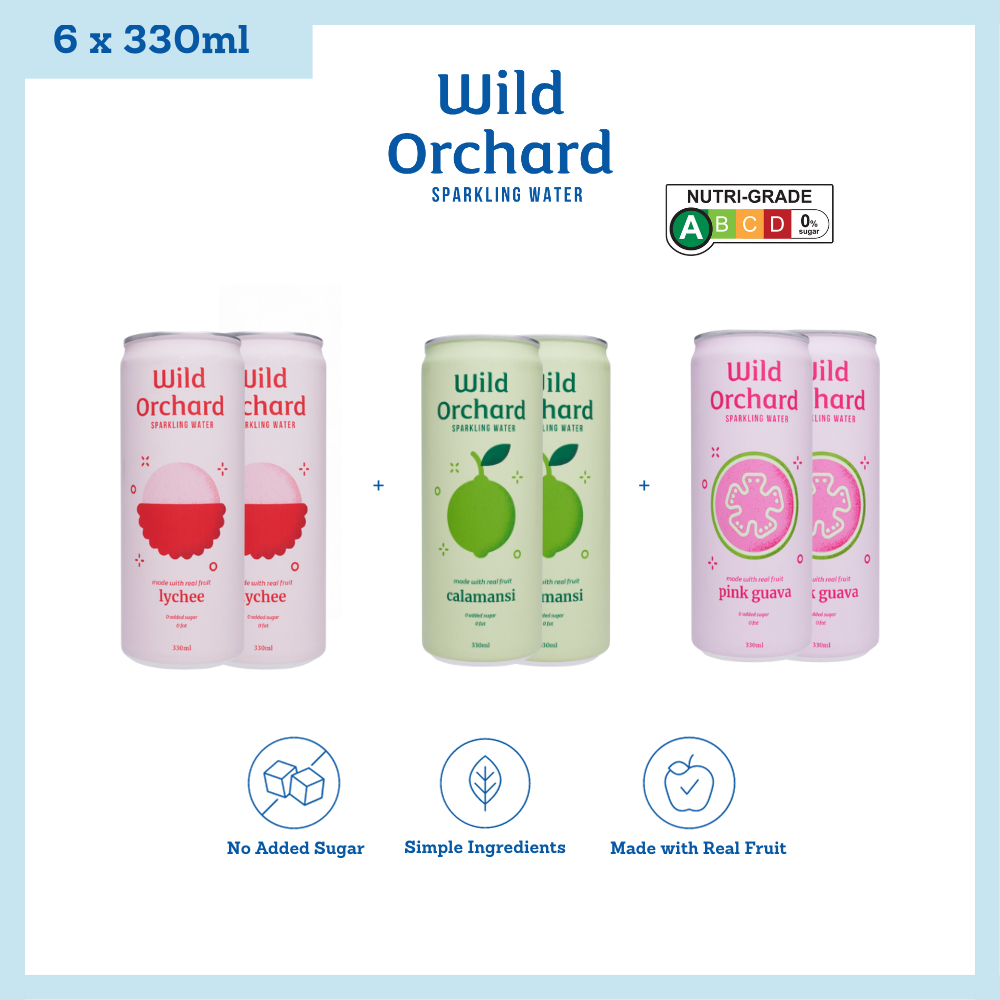 Lychee, Calamansi, Pink Guava Wild Orchard Sparkling Water Taster Pack (6 cans) | Shopee Singapore