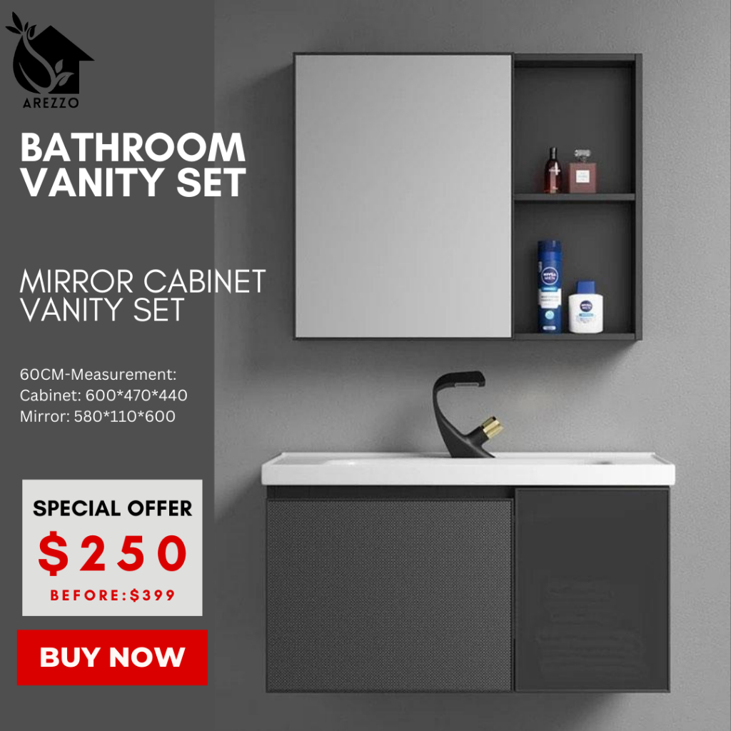 SG Stocks 60 / 80CM. Bathroom Basin Vanity Set / Basin Cabinet with ...