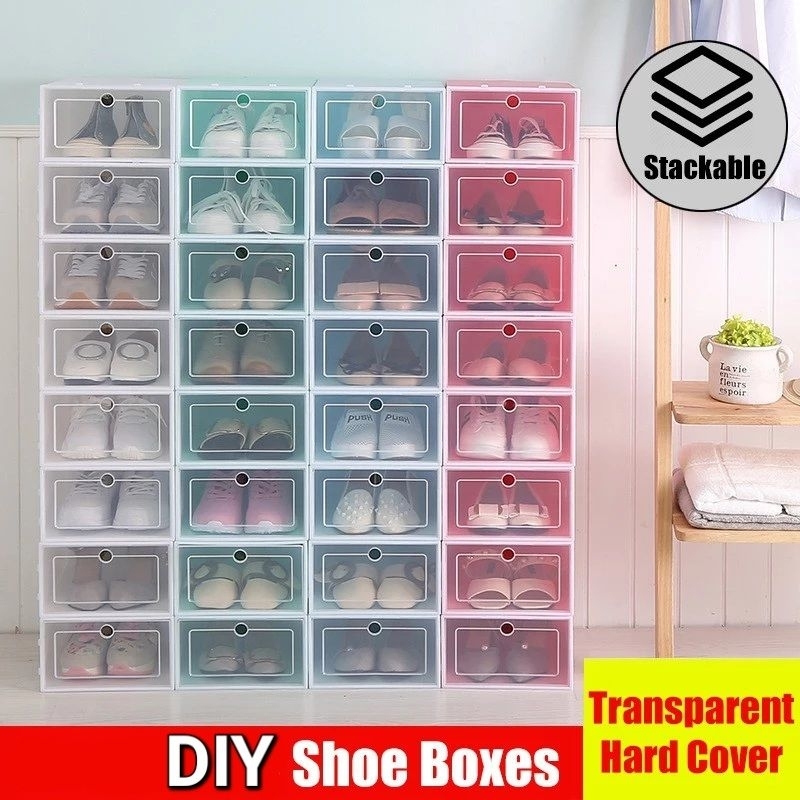 DIY Stackable Shoe Box Storage Case With Flip Cover | Shopee Singapore