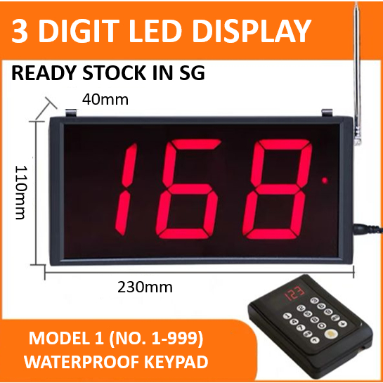 Queue Number Display Wireless Calling System 3 Digits Queue Number [Local Warranty] | Shopee ...