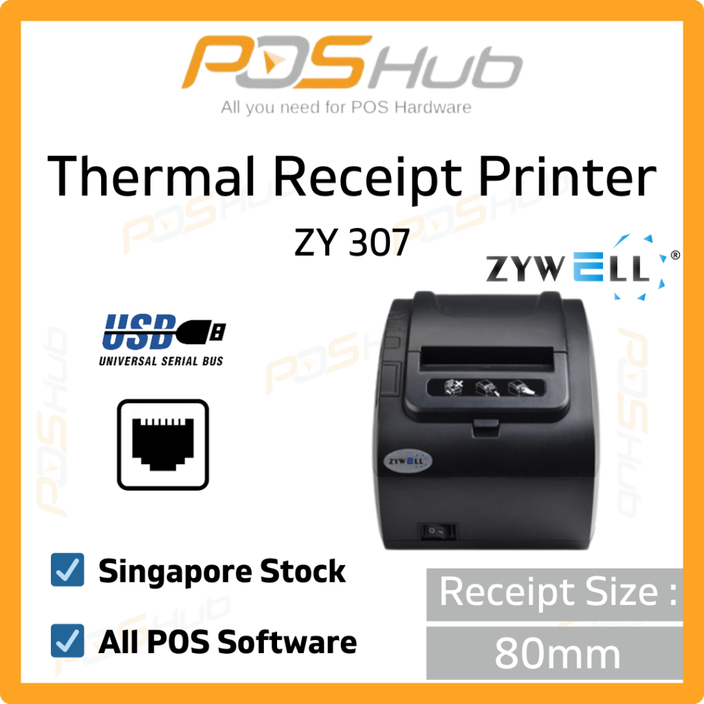 Zywell zy307 80mm Thermal Receipt Printer Pos System USB/USB + LAN ...