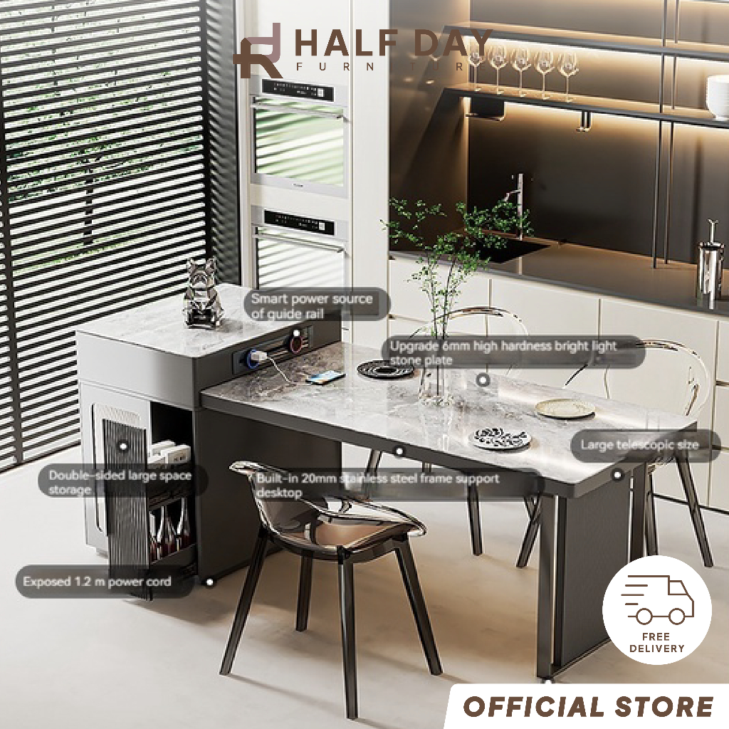 Halfday - Slate Island Integrated Dining Table | Telescopic Dining ...