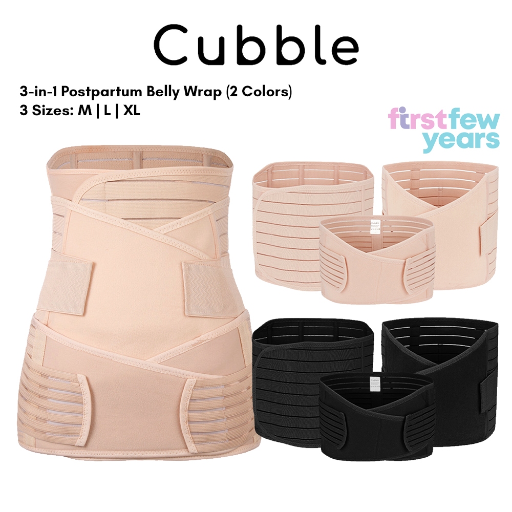 Cubble 3-in-1 Postpartum Belly Wrap (3 Sizes: M, L, XL) 2 Colors ...