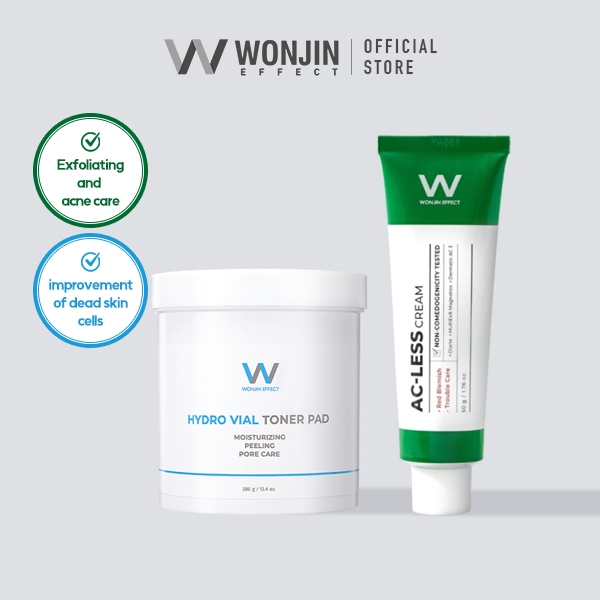 WONJIN EFFECT HYDRO VIAL TONER PAD + AC-LESS CREAM | Shopee Singapore