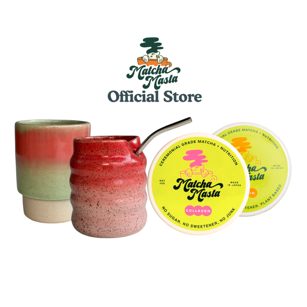 Matcha Masta Duo Matcha Mug Set (40g Matcha + Collagen, 40g Matcha ...