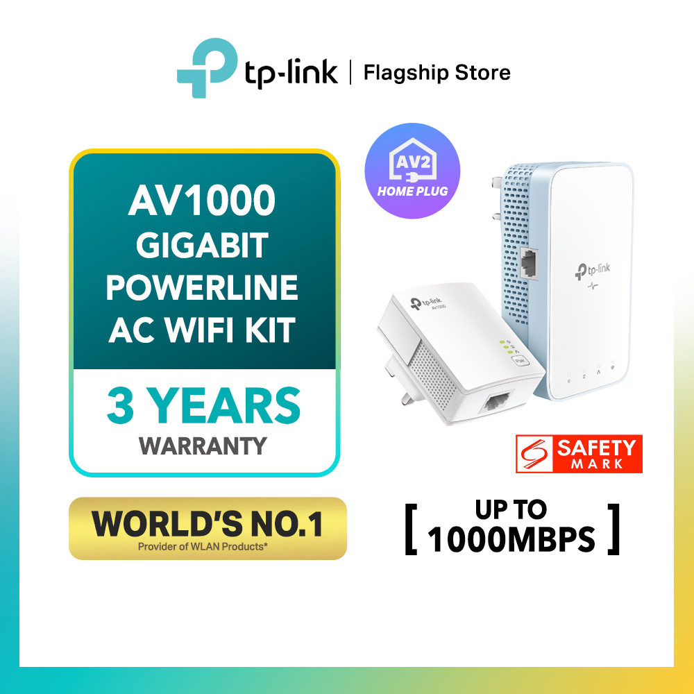 TP-Link Home Plug AV2 High Speed Dual Band Gigabit Powerline Wi-Fi Kit TL-WPA7517 AV1000 (Plug ...