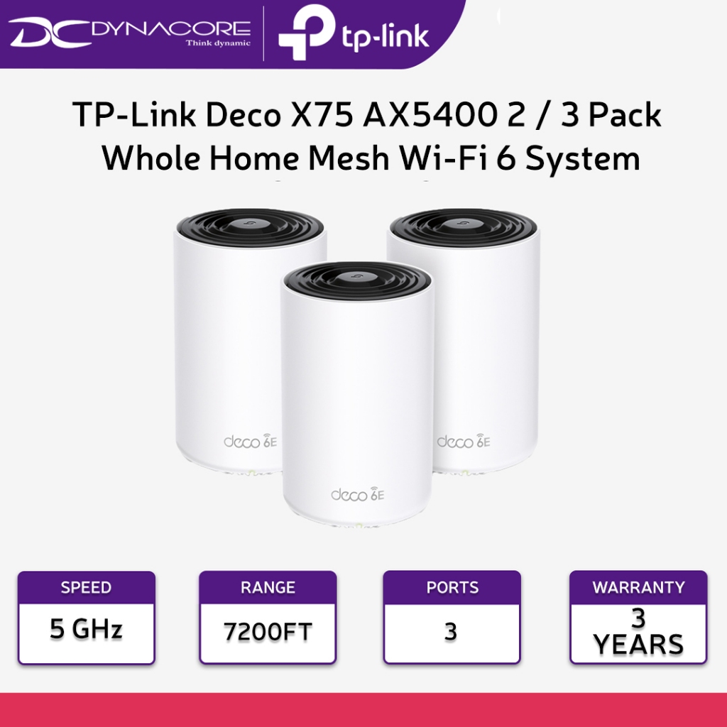 TP-Link Deco X75 AX5400 2-Pack / 3-Pack Whole Home Mesh Wi-Fi 6 System ...