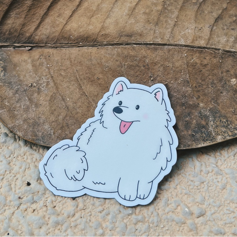 Japanese Spitz Dog Waterproof Vinyl Sticker for Laptop/Water Bottle ...