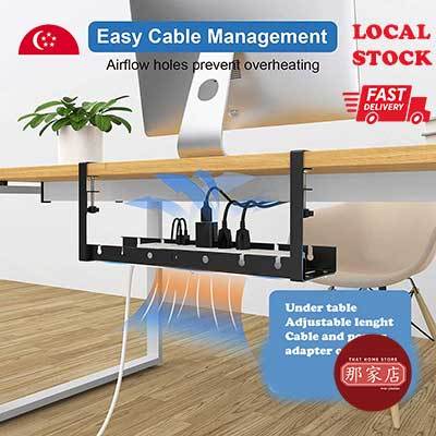 Under Desk Cable Organizer - Home Office Table Organiser Wire Plug Cord ...