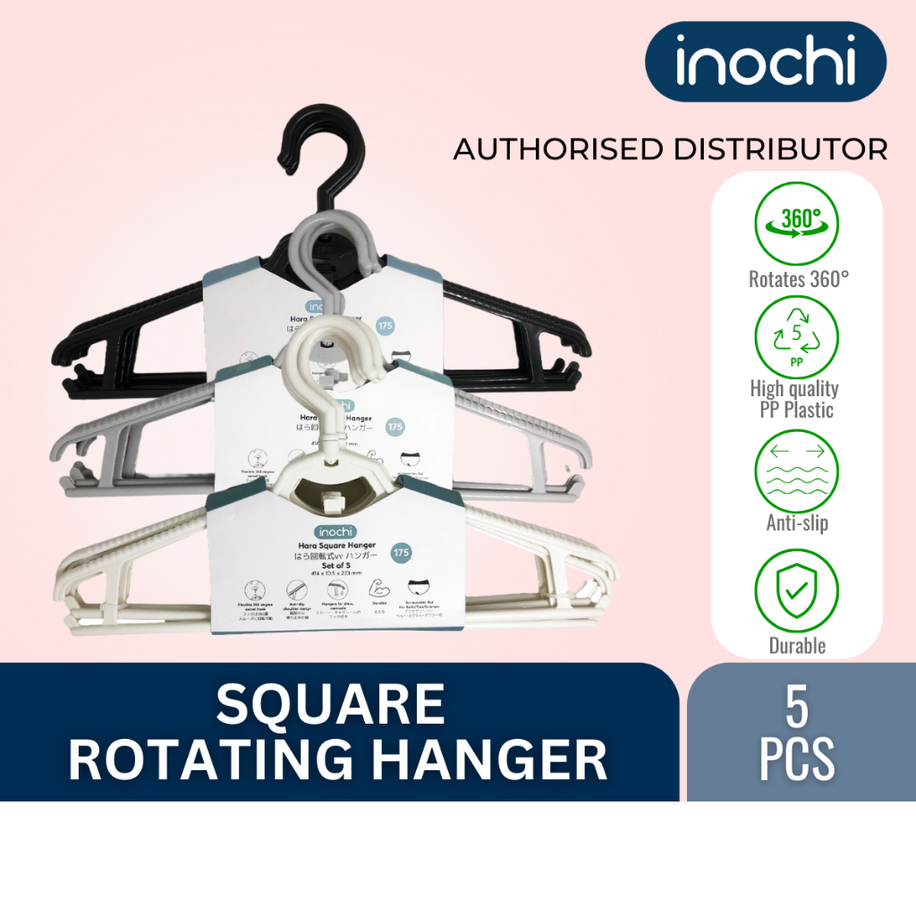 Inochi Hara Square Hanger / Anti-Slip Clothes Hanger 5/set | Shopee ...