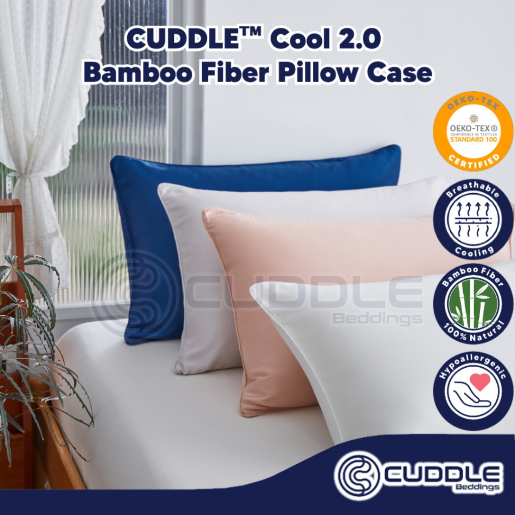Cuddle™ Cool 2.0 Bamboo Fiber Pillow Case 2pcs/ Cooling Bamboo Pillow ...