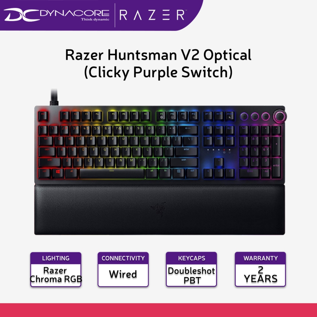 Razer Huntsman V2 Optical Gaming Keyboard (Clicky Purple Switch ...