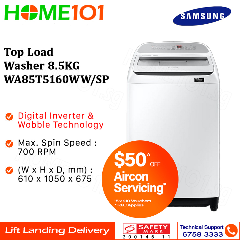 (PRE-ORDER) Samsung Top Load Washing Machine 8.5KG WA85T5160WW/SP ...