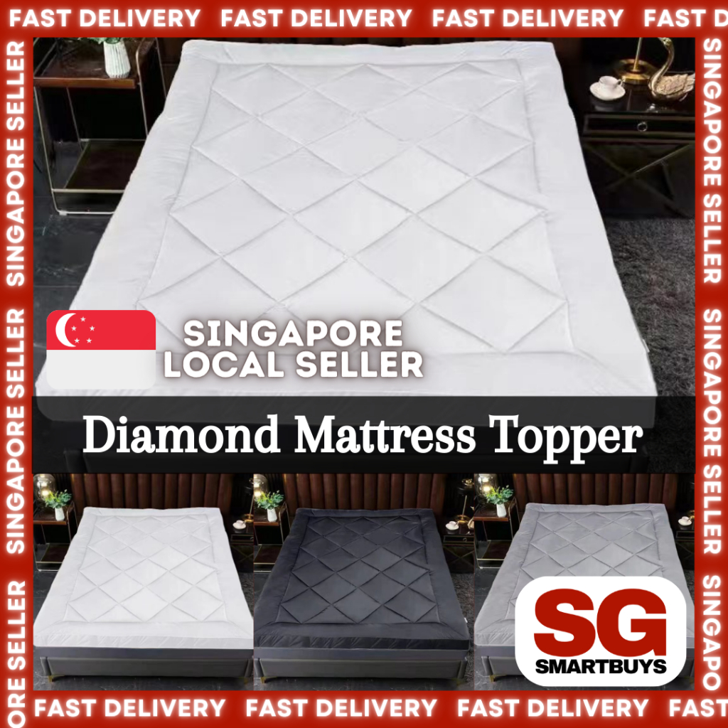 FLUFFY DIAMOND TATAMI MATTRESS TOPPER PROTECTOR SOFT PADDED ★ CLOUD ...