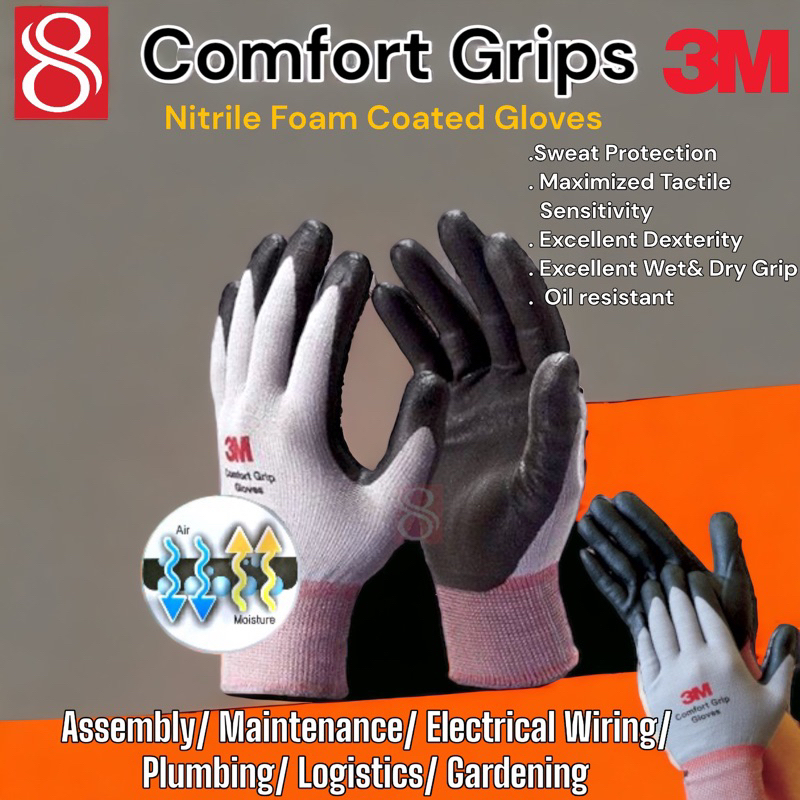 3M / Worksafe comfort grip glove , anti skid cut proof , cut resistant ...
