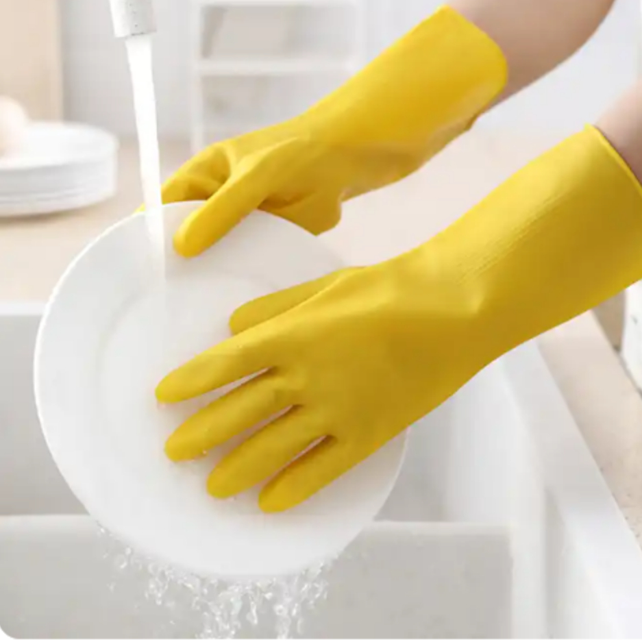 【SG STOCK】Natural Yellow Rubber Household Gloves Waterproof Cleaning ...