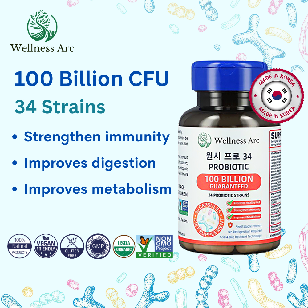Wellness Arc Probiotics 100 Billion CFU / 34 Strains with L ...