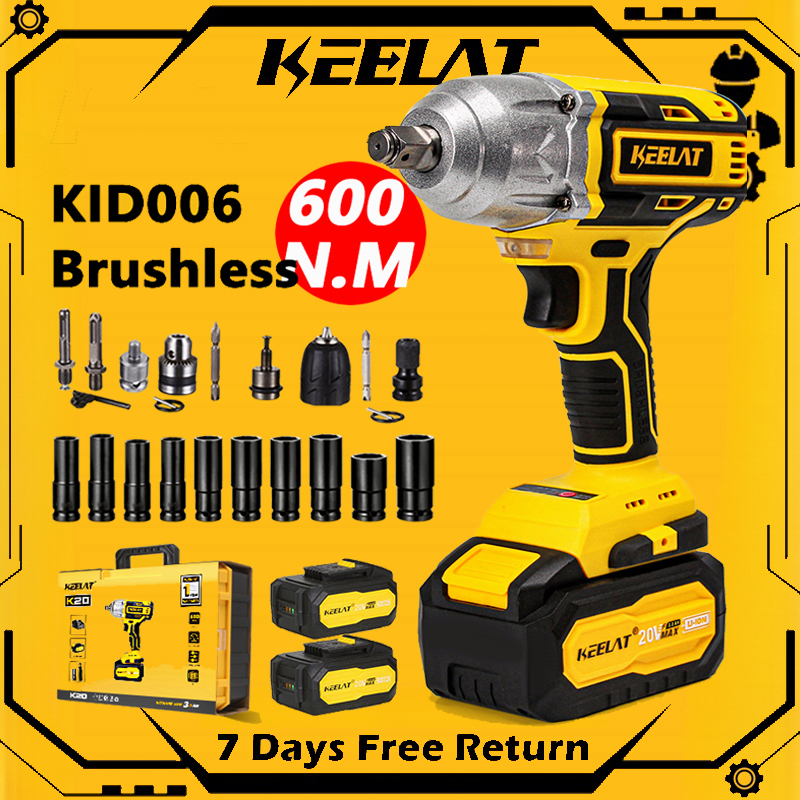 KEELAT KID006 Impact Wrench 600N.M Brushless Wrench 1/2"1/4" Electric ...