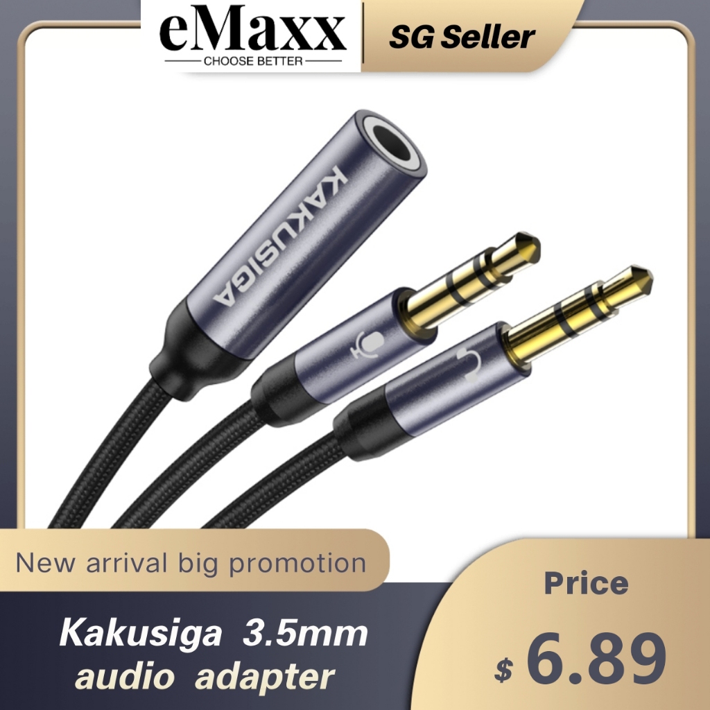 Kakusiga 3.5mm female to two male 3.5mm audio jack adapter cable ...