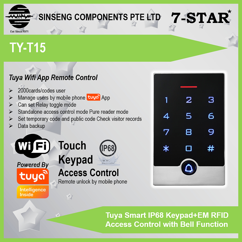 T15 Wifi Tuya Smart IP68 Waterproof Door Access Terminal Metal Touch ...